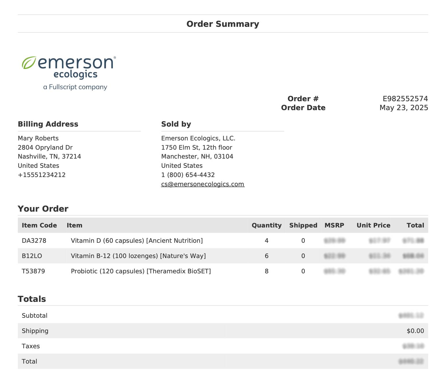 Packing slips & order summaries - Emerson Ecologics Help Center